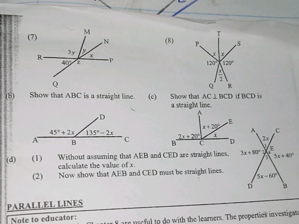 (b) Show that ABC is a straight line. (c)