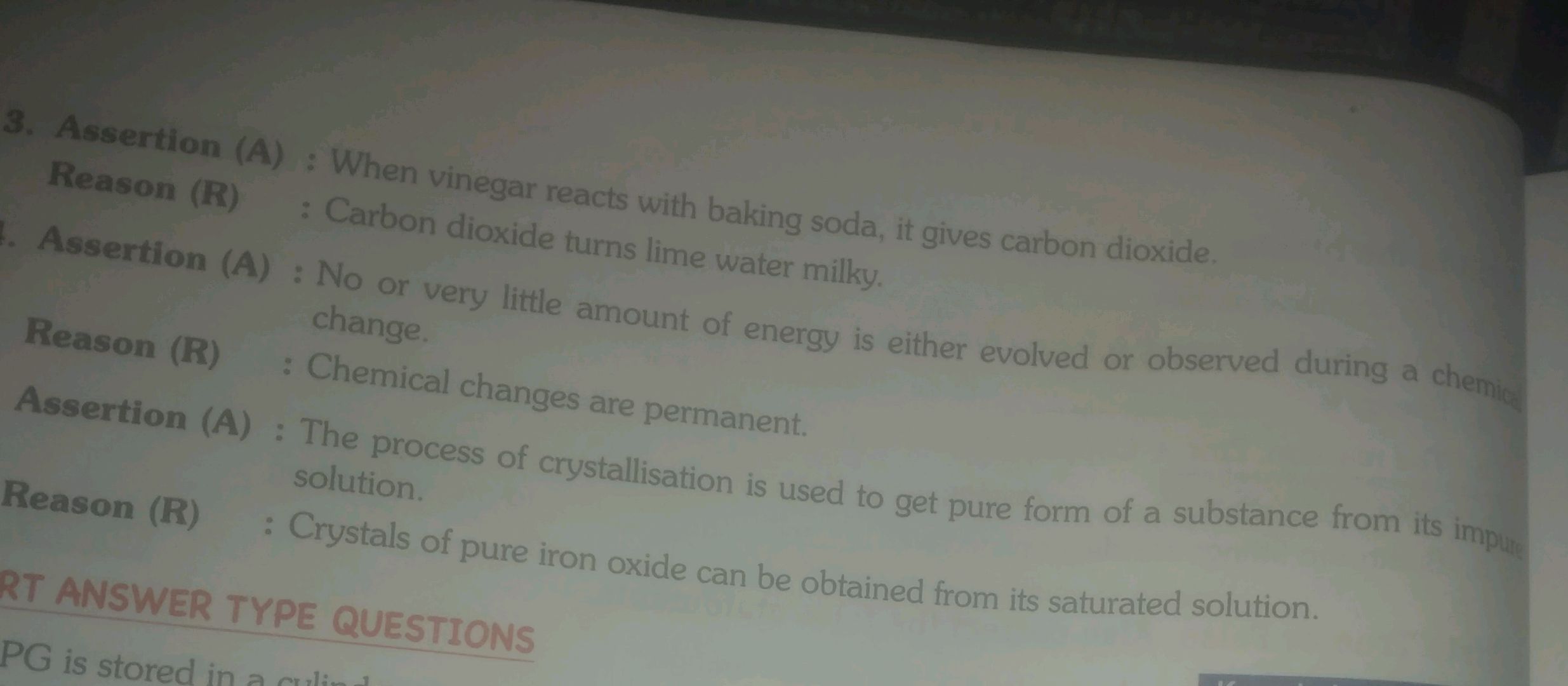 3. Assertion (A) : When vinegar reacts with | StudyX