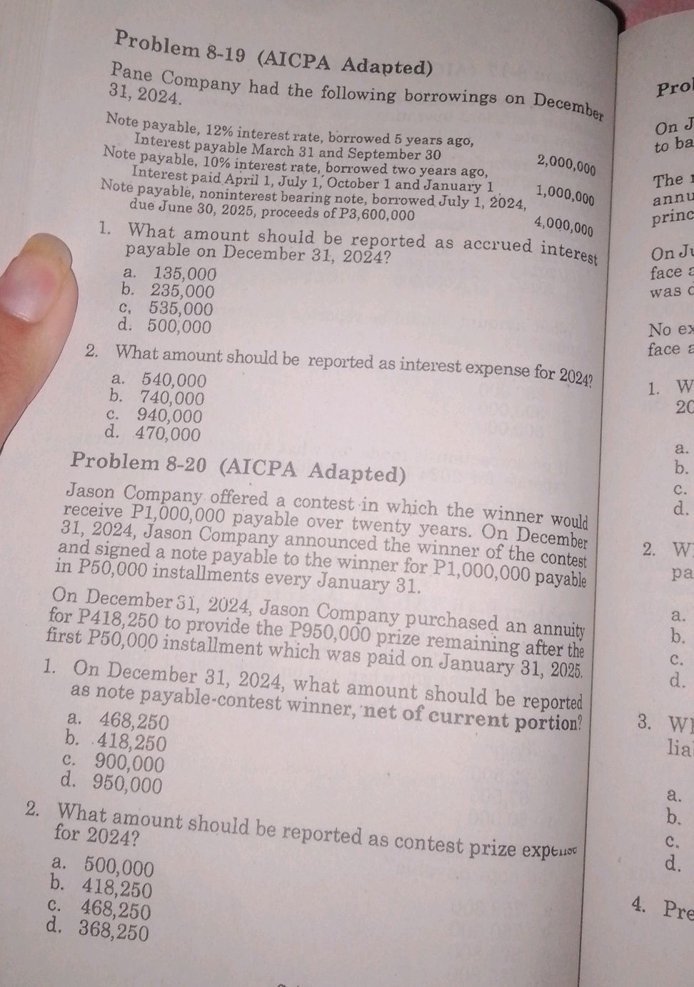 Problem 8-19 (AICPA Adapted) 1. What amount | StudyX