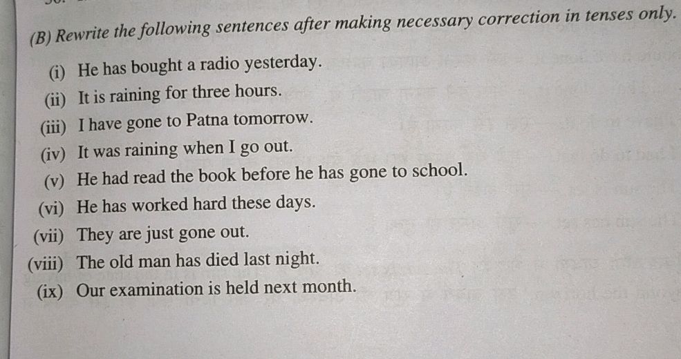 (B) Rewrite the following sentences after | StudyX