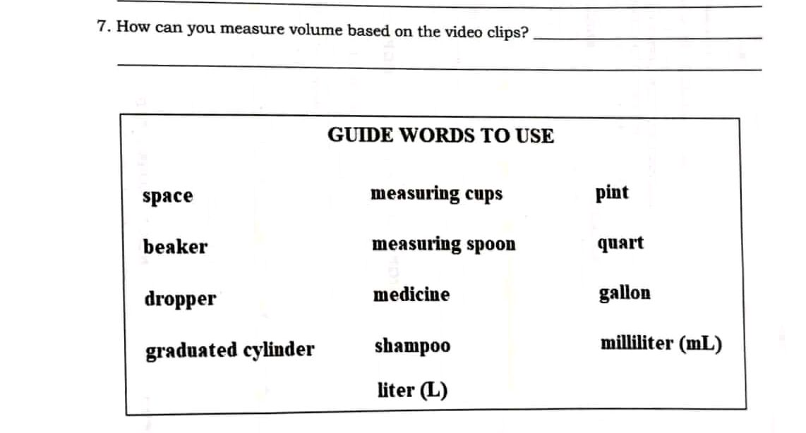 7. How can you measure volume based on the | StudyX
