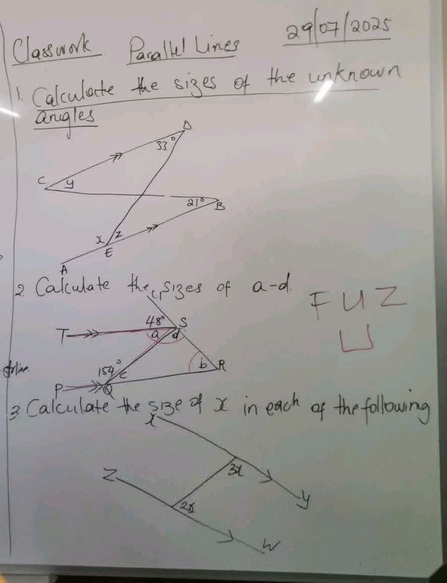 1. Calculate the sizes of the unknown angles | StudyX