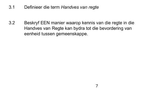 3.1 Definieer die term Handves van regte 3.2