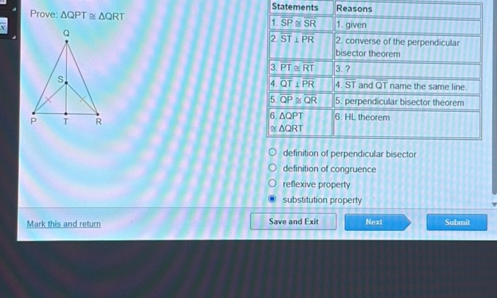 Prove: $ QPT QRT$ | Statements | | StudyX