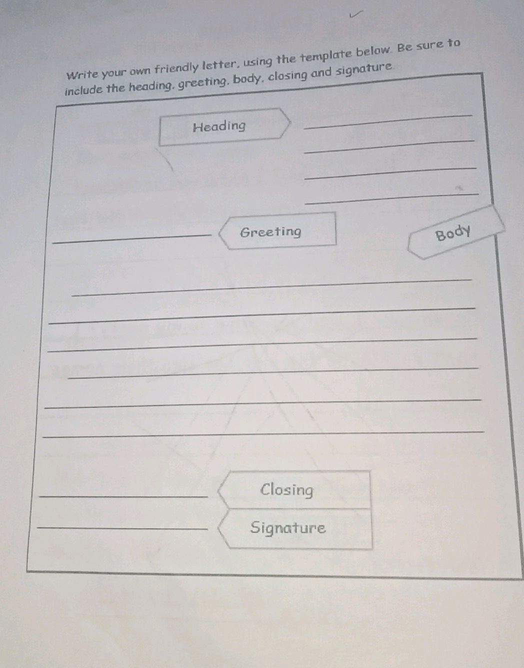 Write your own friendly letter, using the | StudyX