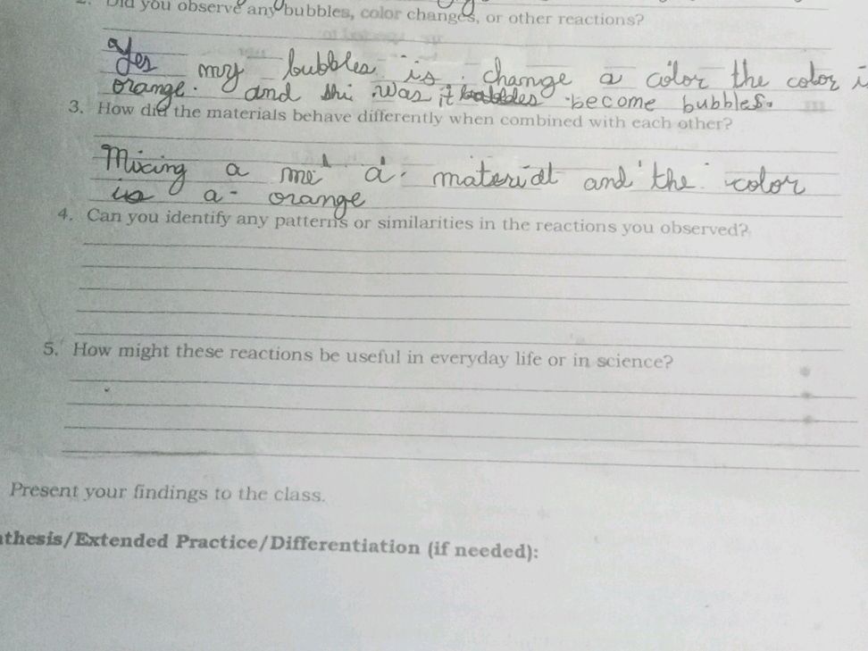 2. Did you observe any bubbles, color | StudyX