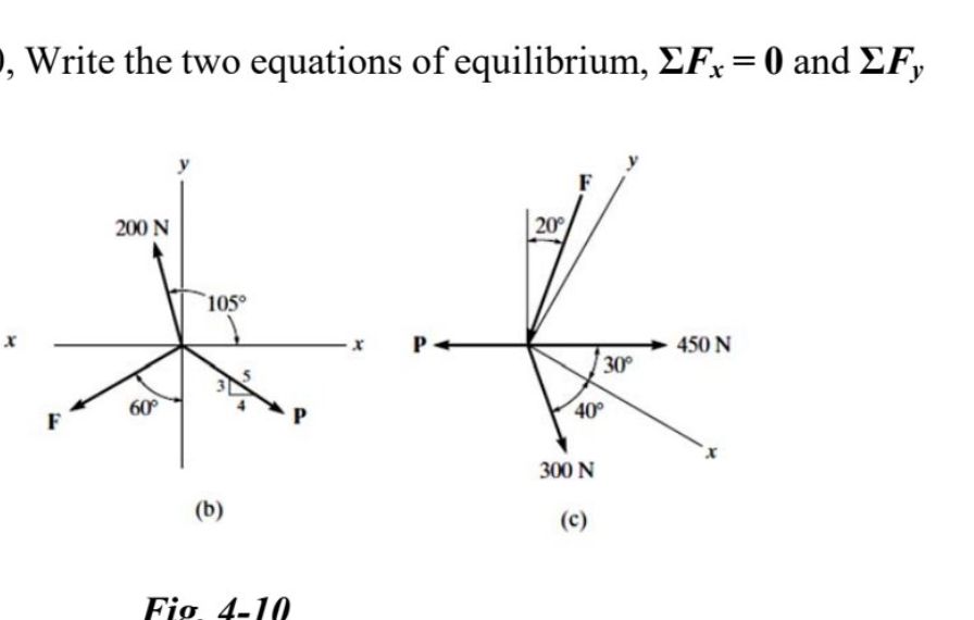 Write the two equations of equilibrium, $ | StudyX