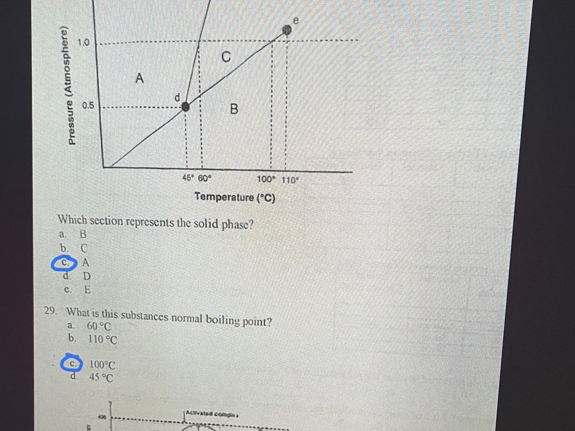 Which section represents the solid phase? | StudyX
