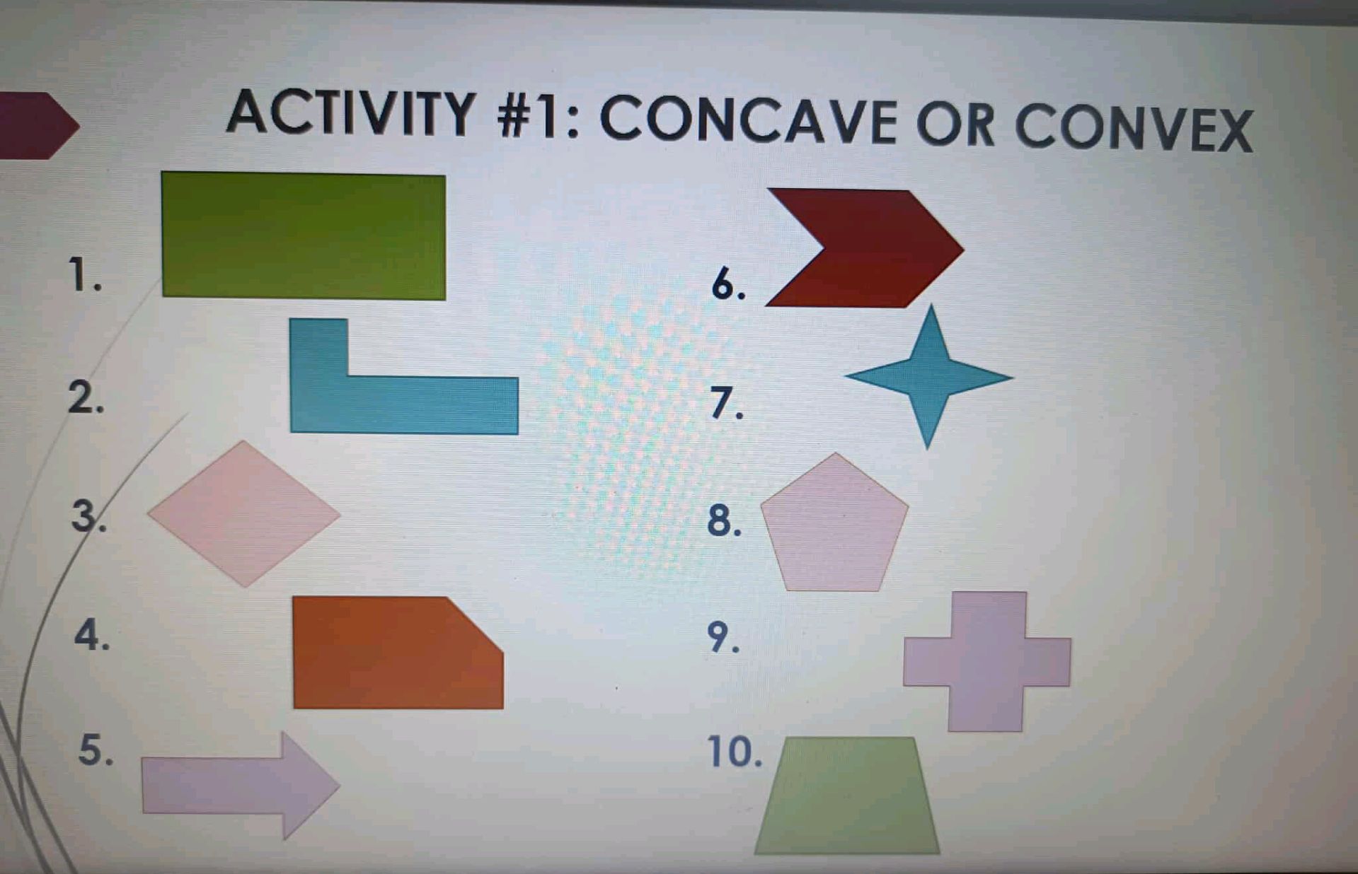 ACTIVITY #1: CONCAVE OR CONVEX 1. 2. 3. 4. | StudyX