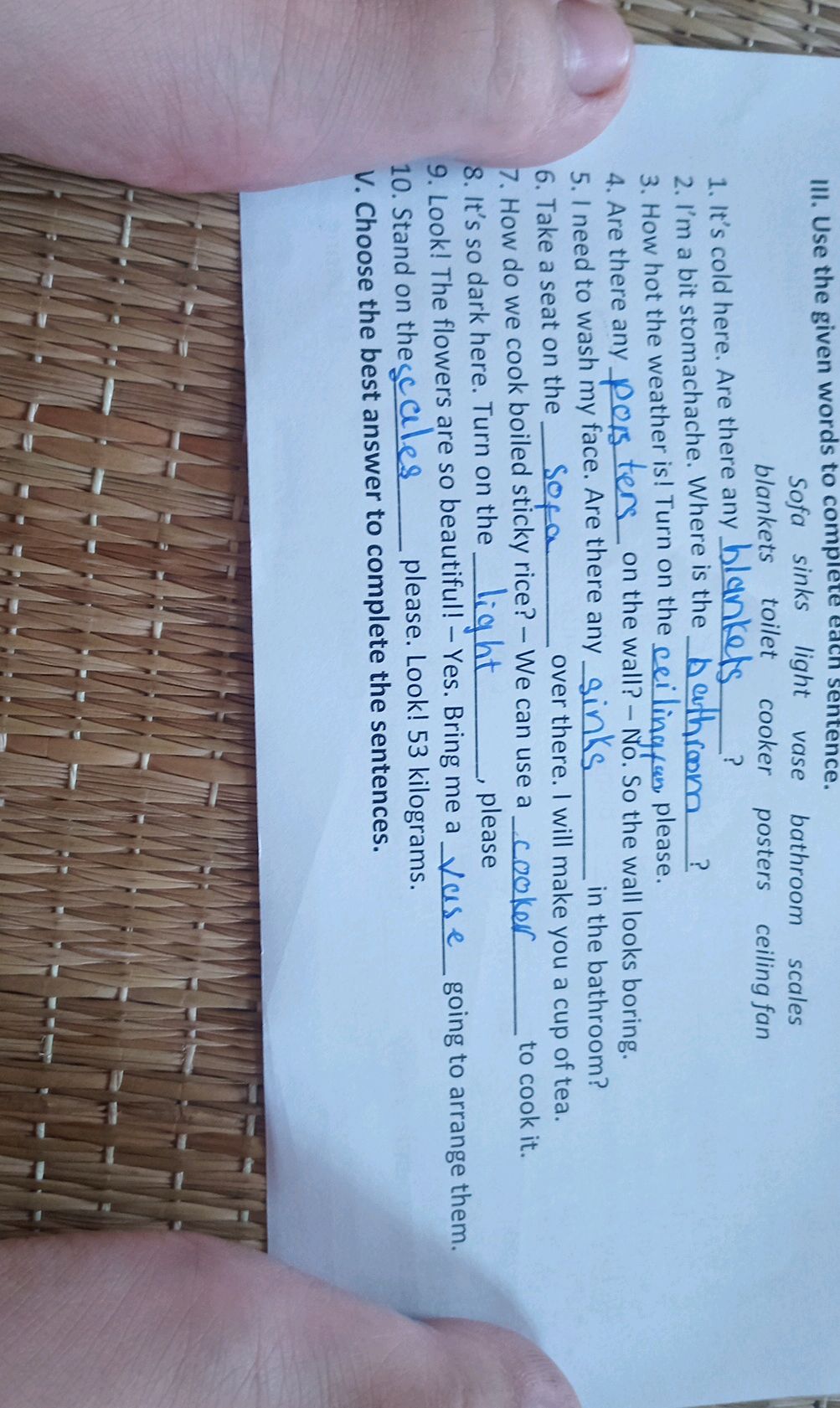 III. Use the given words to complete each | StudyX