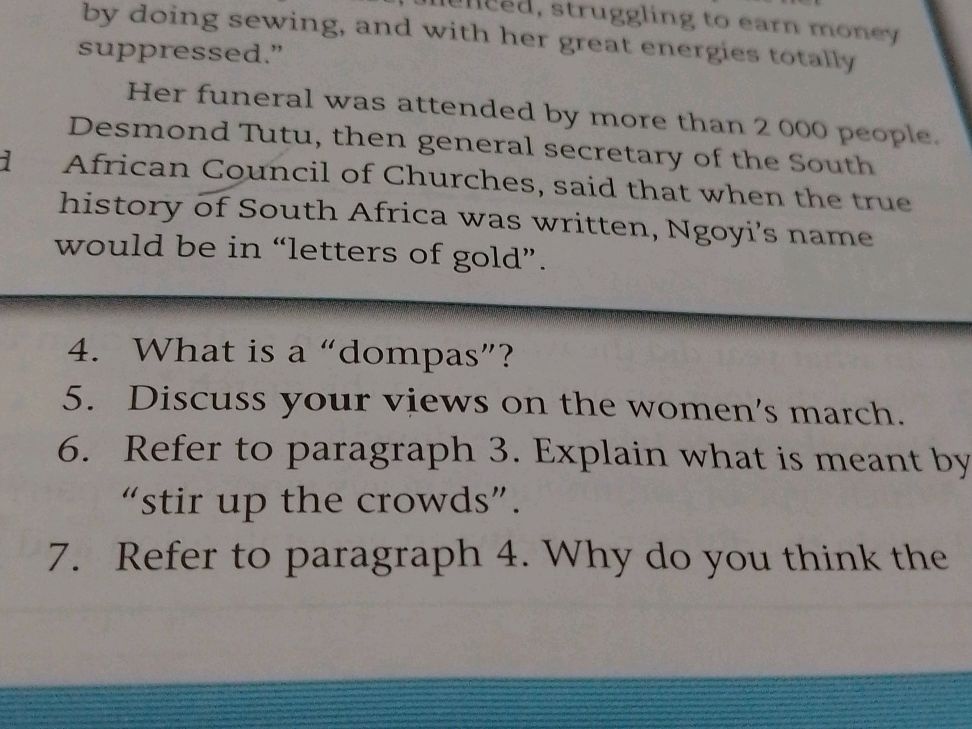4. What is a "dompas"? 5. Discuss your | StudyX