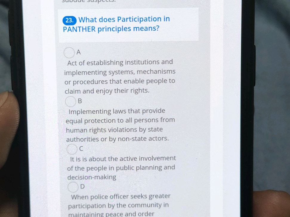 23. What does Participation in PANTHER | StudyX