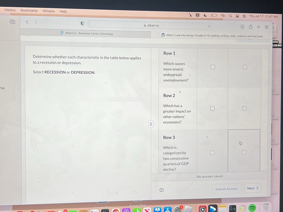 Determine whether each characteristic in the | StudyX