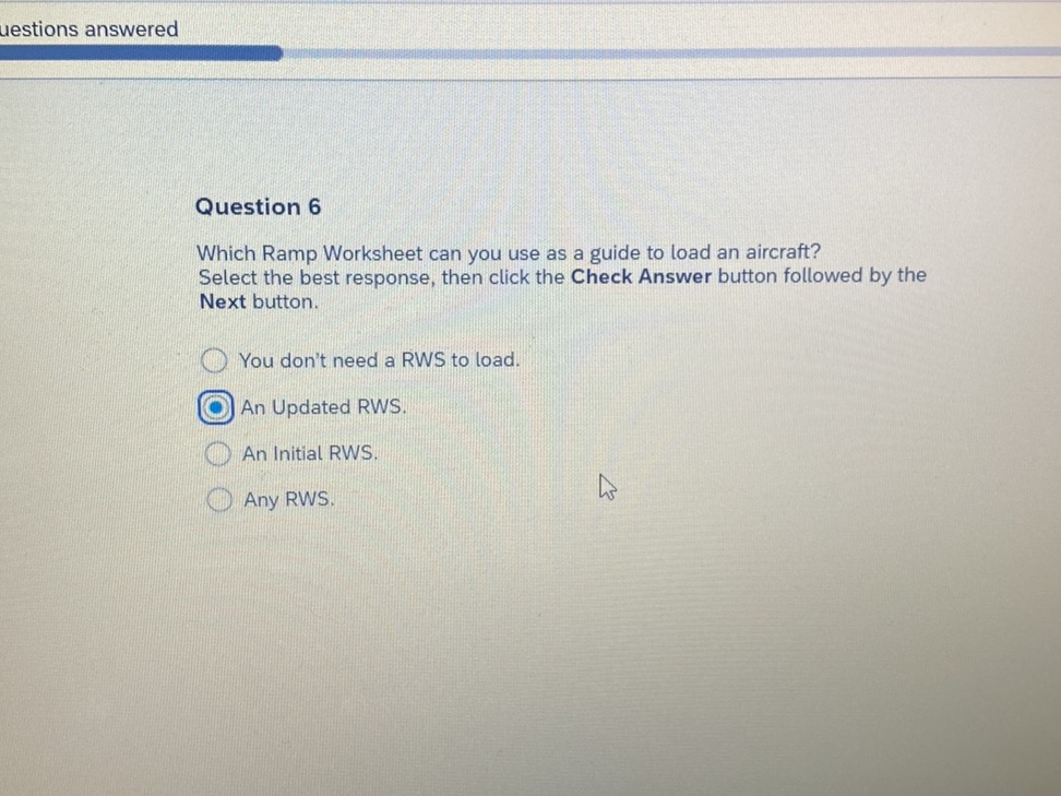 Question 6 Which Ramp Worksheet can you use