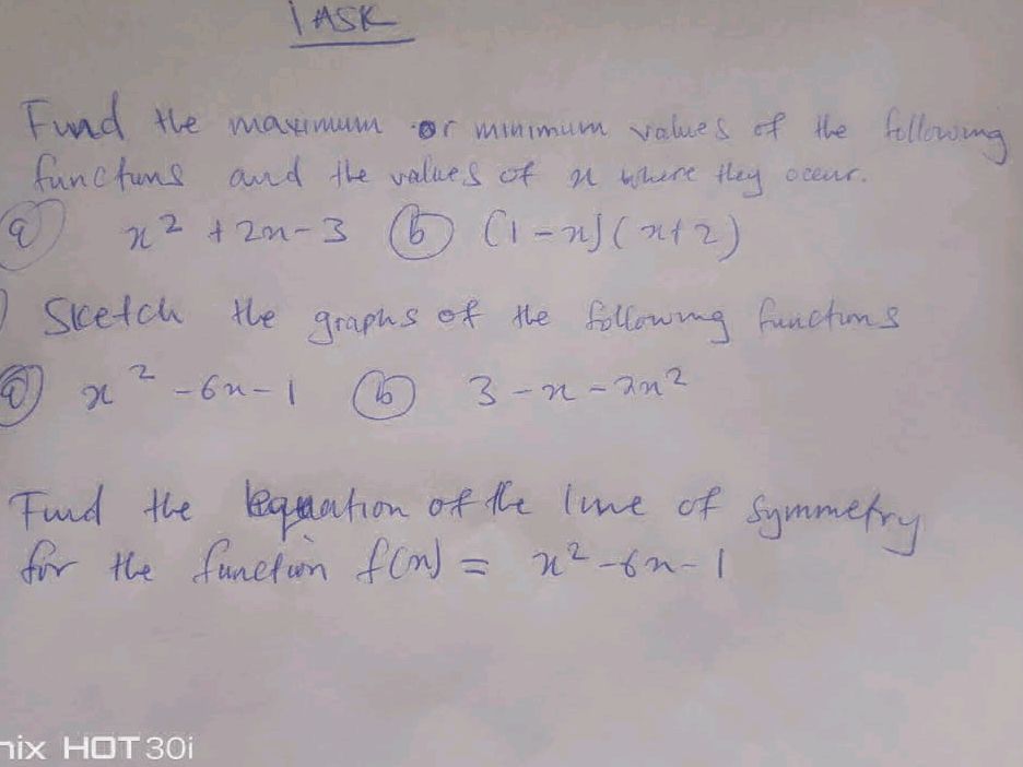 Find the maximum or minimum values of the | StudyX