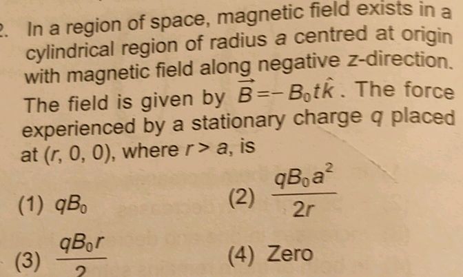 In a region of space, magnetic field exists