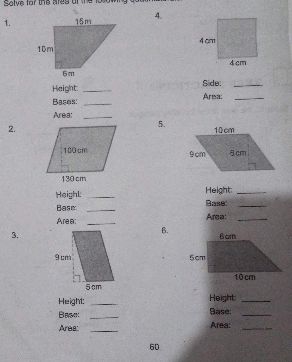 Solve for the area of the following