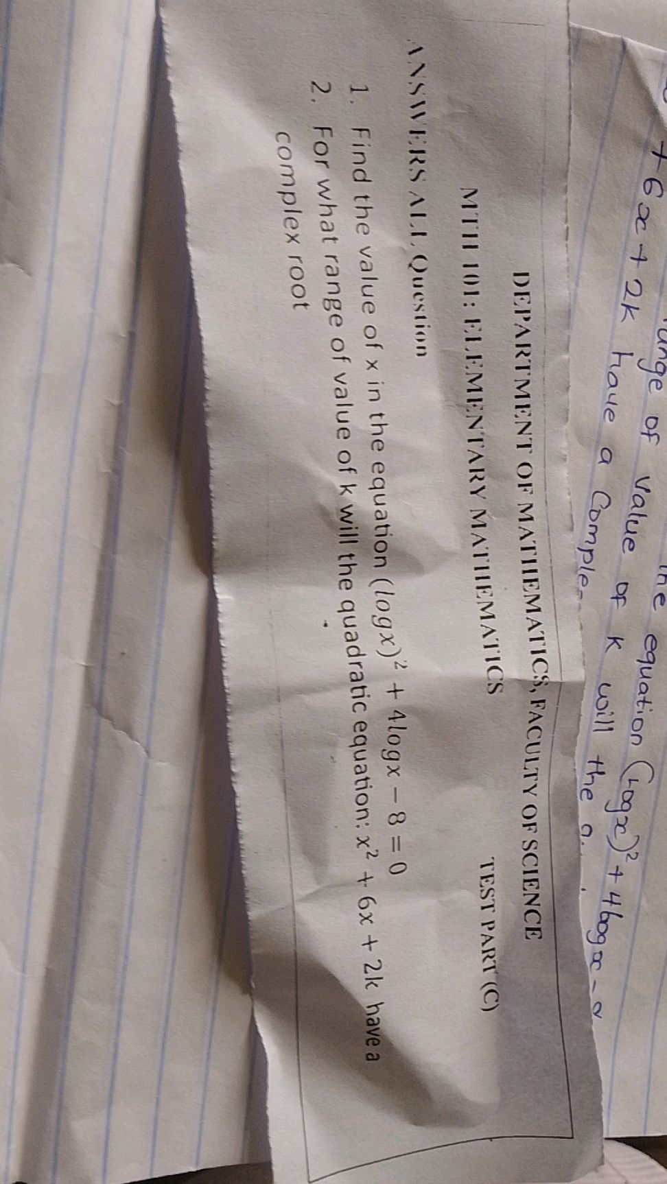 1. Find the value of x in the equation $( | StudyX