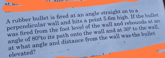A rubber bullet is fired at an angle