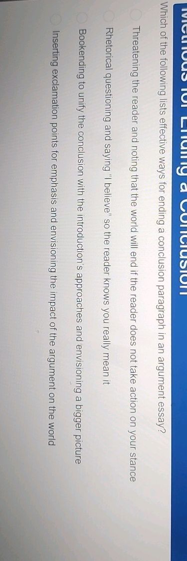 Which of the following lists effective ways | StudyX