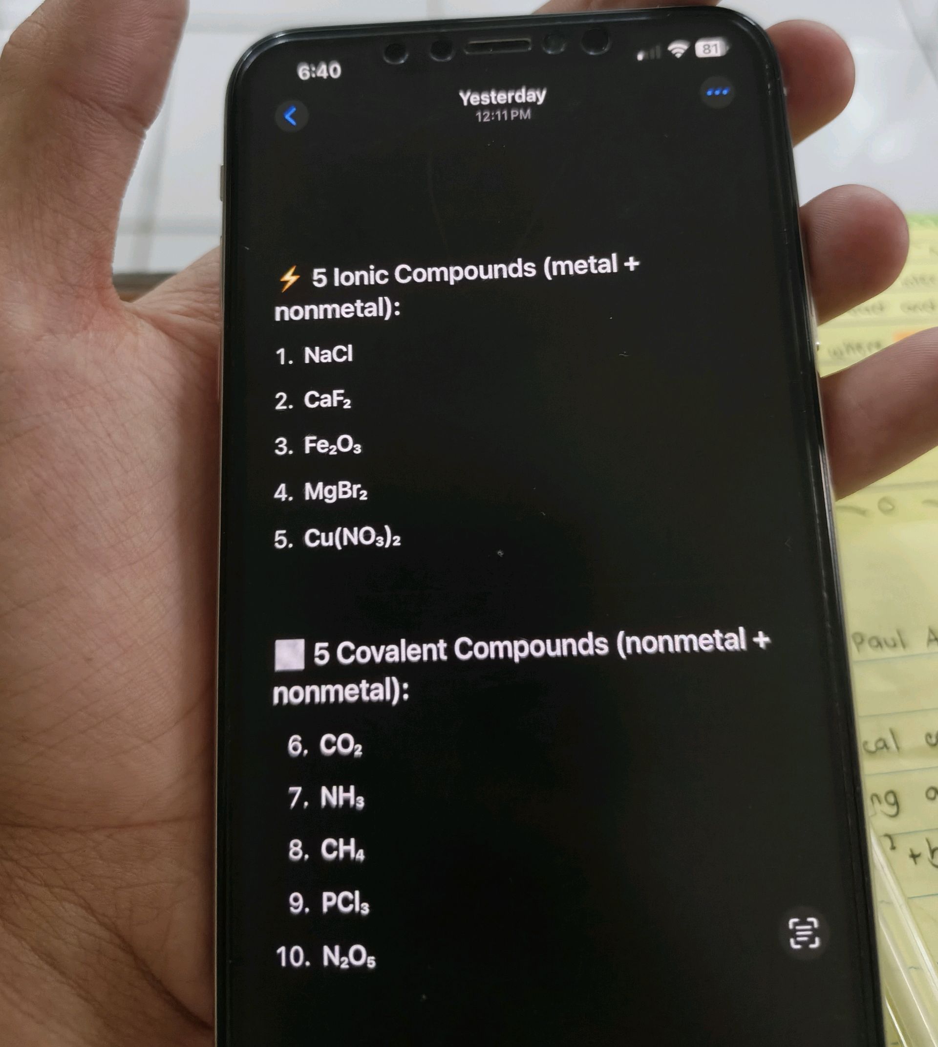 5 Ionic Compounds (metal + nonmetal): 1. | StudyX