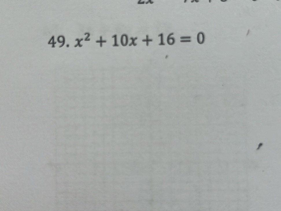 Solve Quadratic Equation: x^2 + 10x + 16 = 0