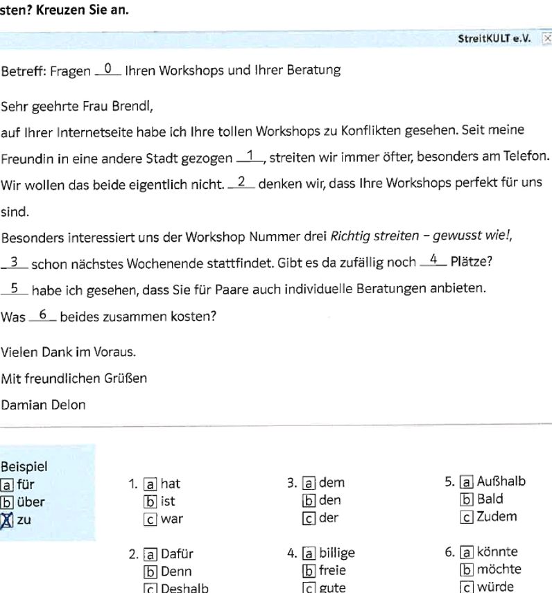Betreff: Fragen 0 Ihren Workshops und Ihrer