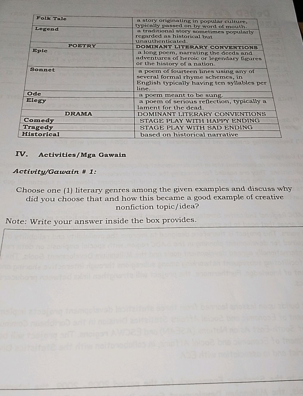 Literary Genre | Description | | StudyX