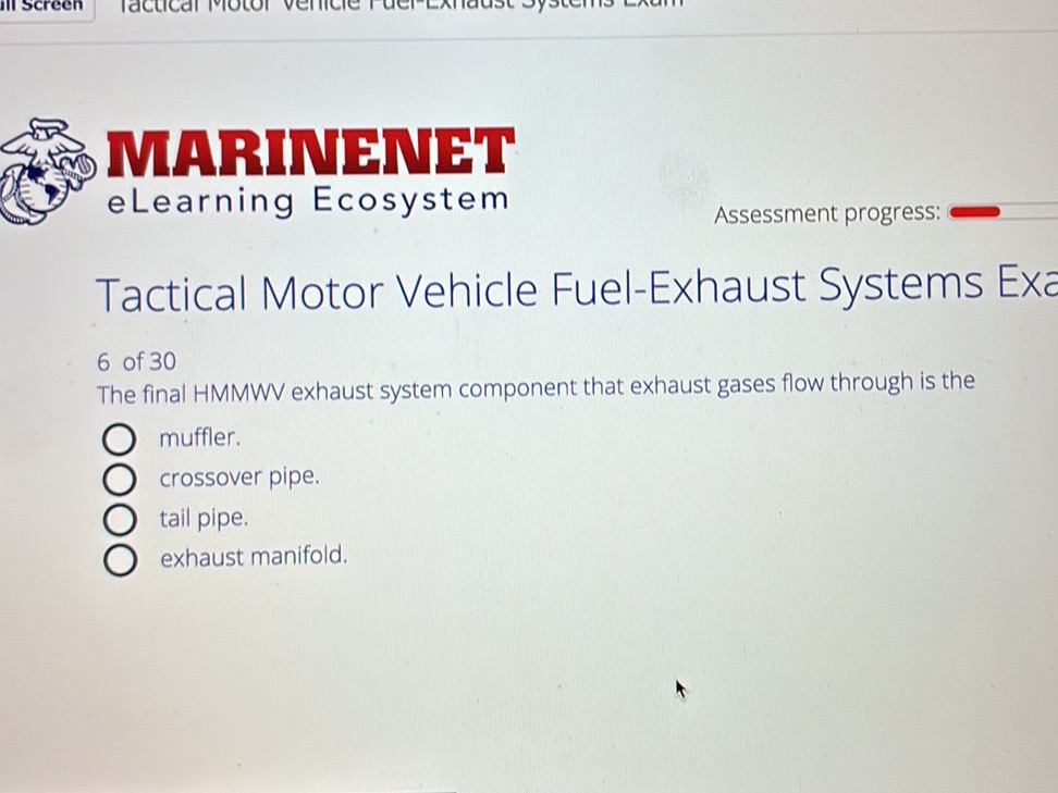 The final HMMWV exhaust system component | StudyX