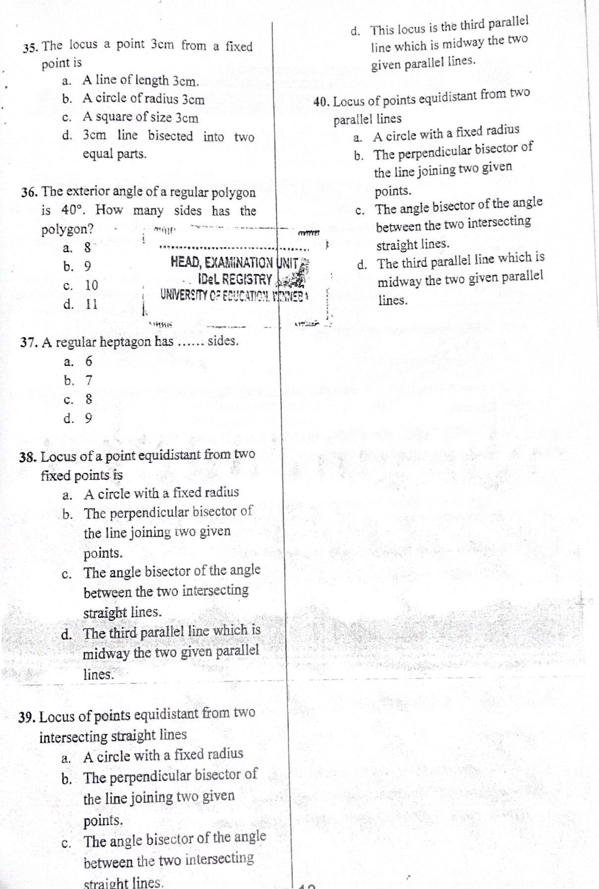The locus a point 3cm from a fixed point is