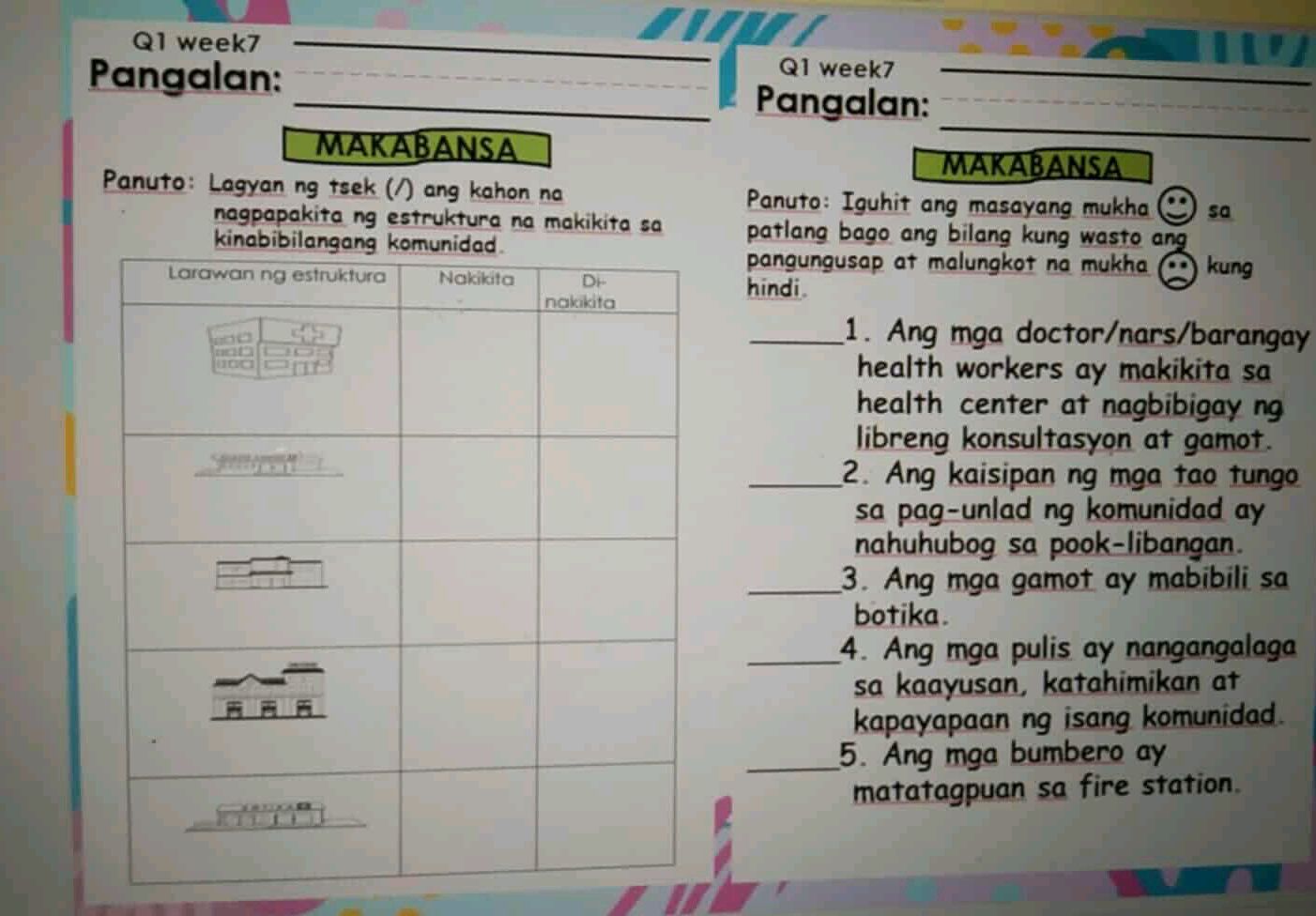 Panuto: Lagyan ng tsek (/) ang kahon na | StudyX