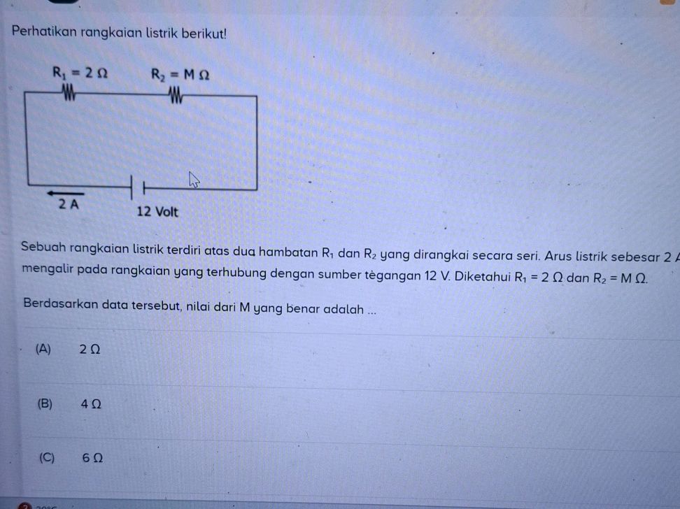 Perhatikan rangkaian listrik berikut! $ R1