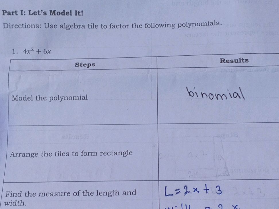 Part I: Let's Model It! Directions: Use | StudyX