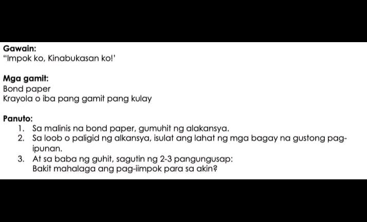 Gawain: "Impok ko, Kinabukasan ko!" Mga | StudyX
