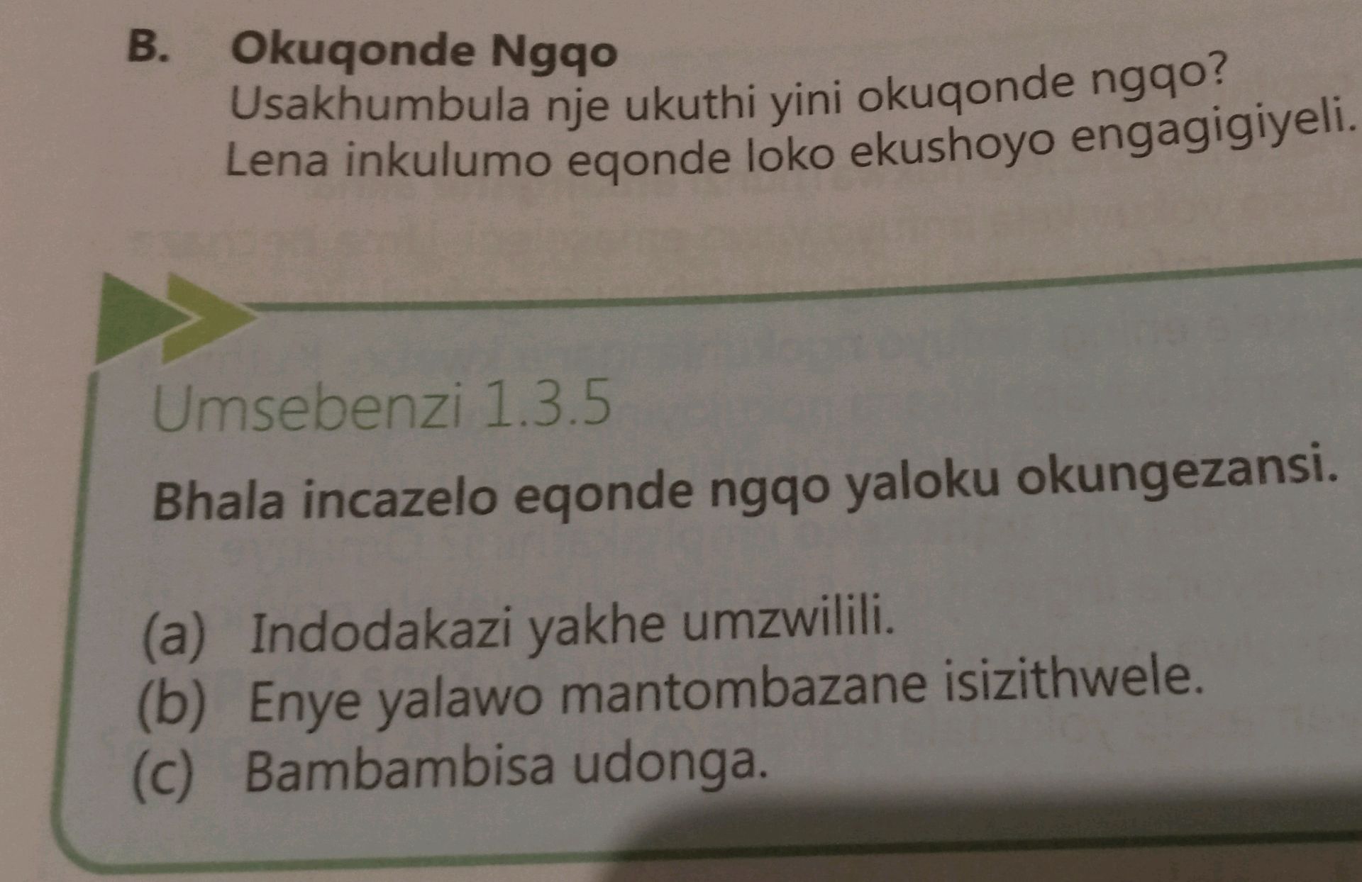 Bhala incazelo eqonde nggo yaloku | StudyX