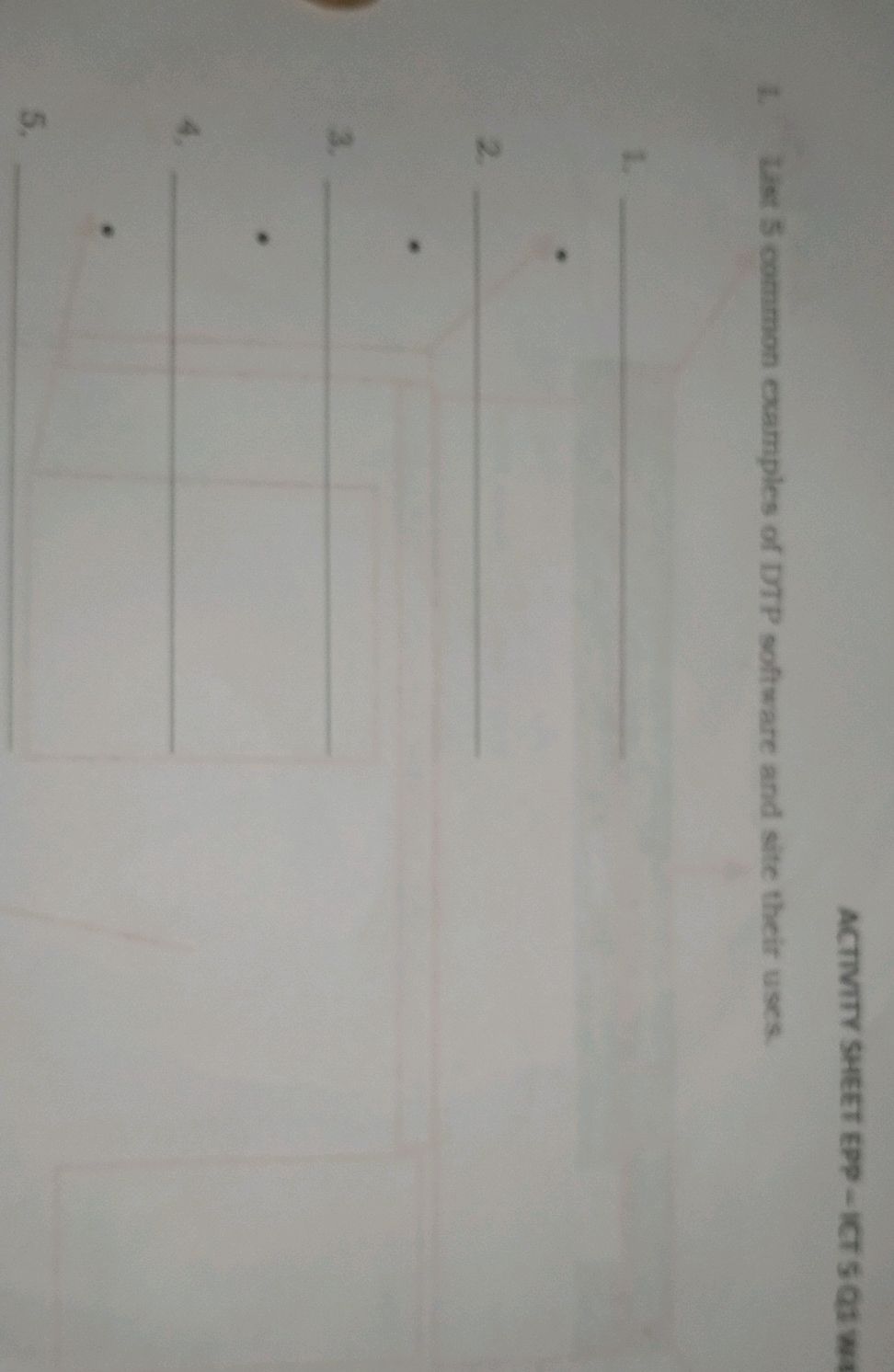 List 5 common examples of DTP software and | StudyX