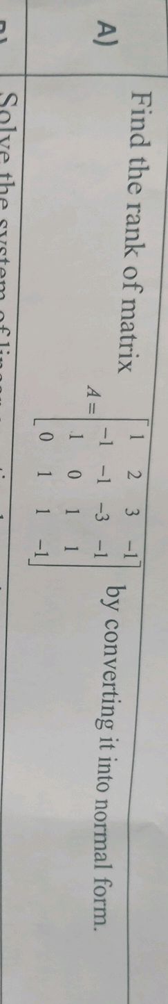 Find the rank of matrix $A = 1 2 3 | StudyX