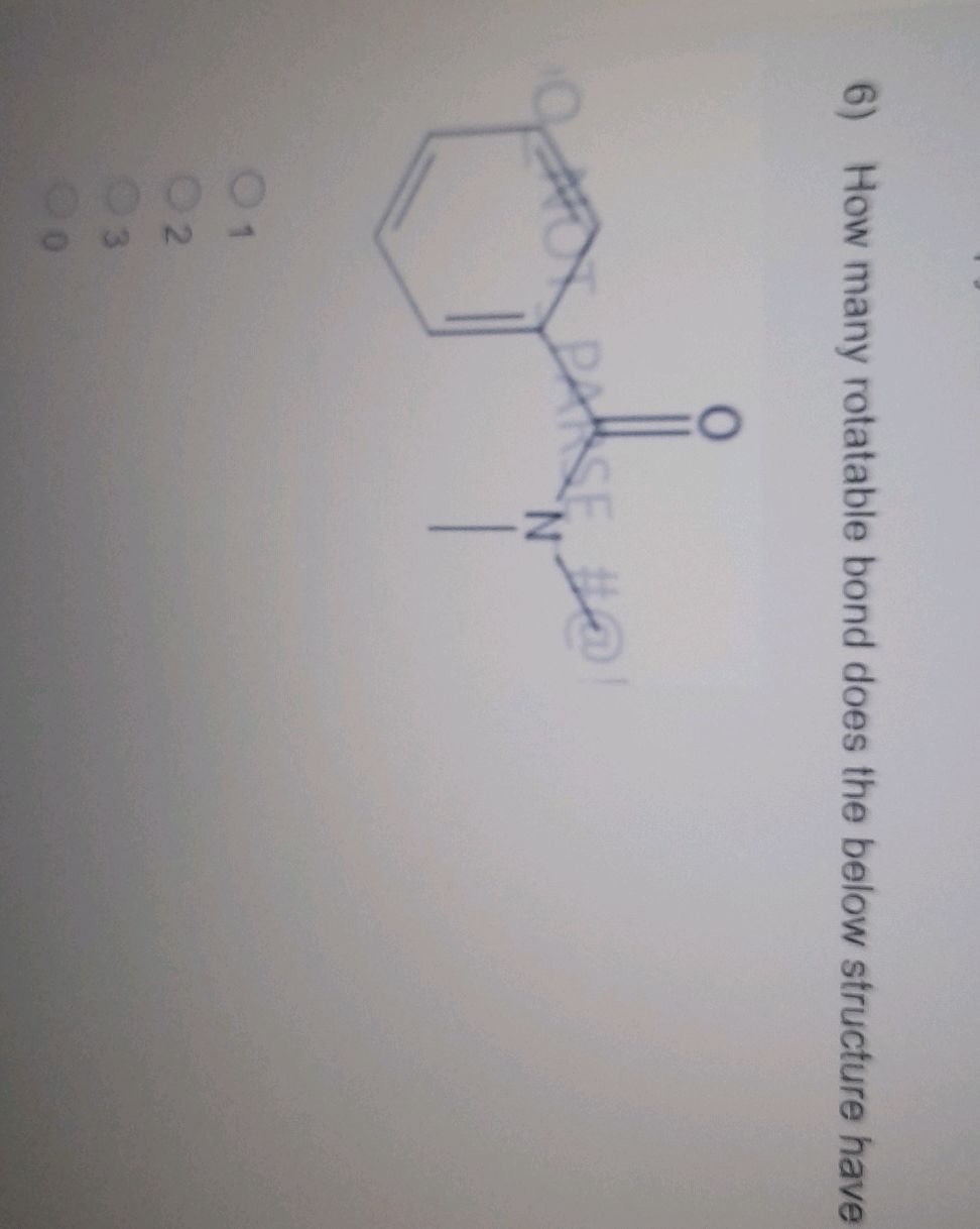 6) How many rotatable bond does the below