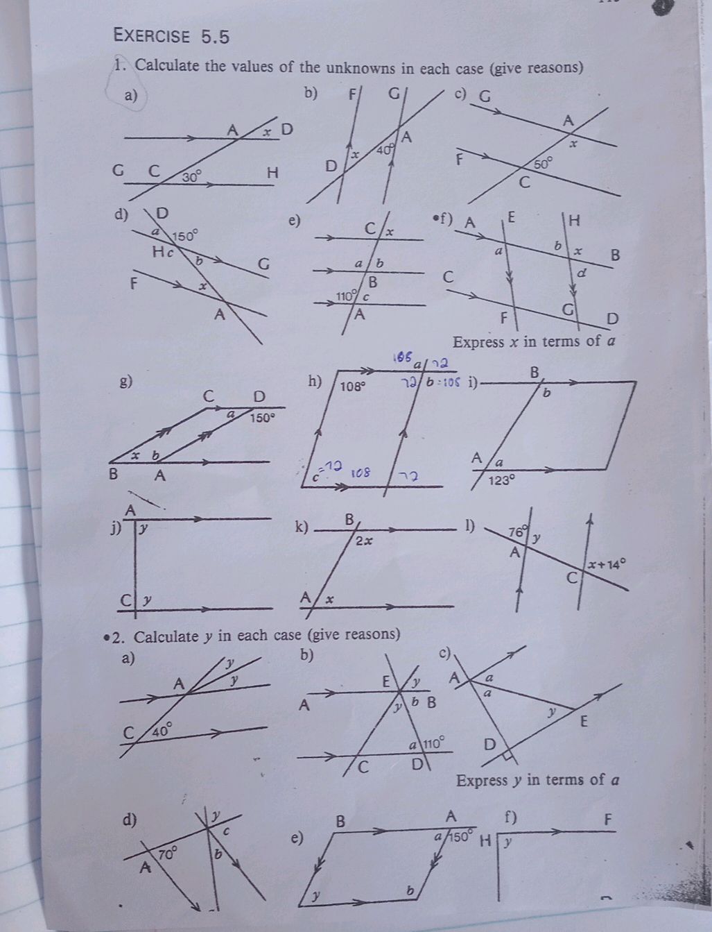 EXERCISE 5.5 1. Calculate the values of the | StudyX