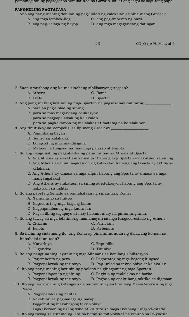 1. Ano ang pangunahing dahilan ng pag-unlad | StudyX