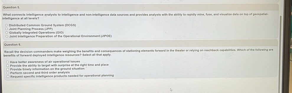 Question 5. What connects intelligence