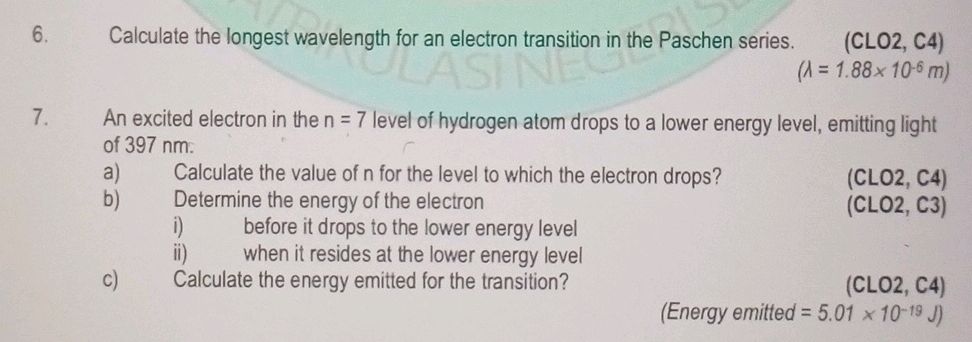 Calculate the longest wavelength for an