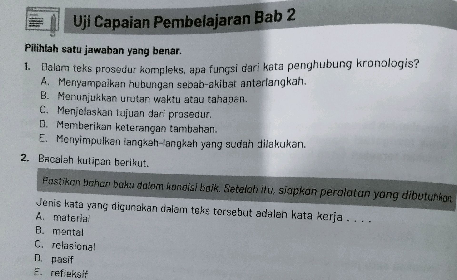 1. Dalam teks prosedur kompleks, apa fungsi | StudyX