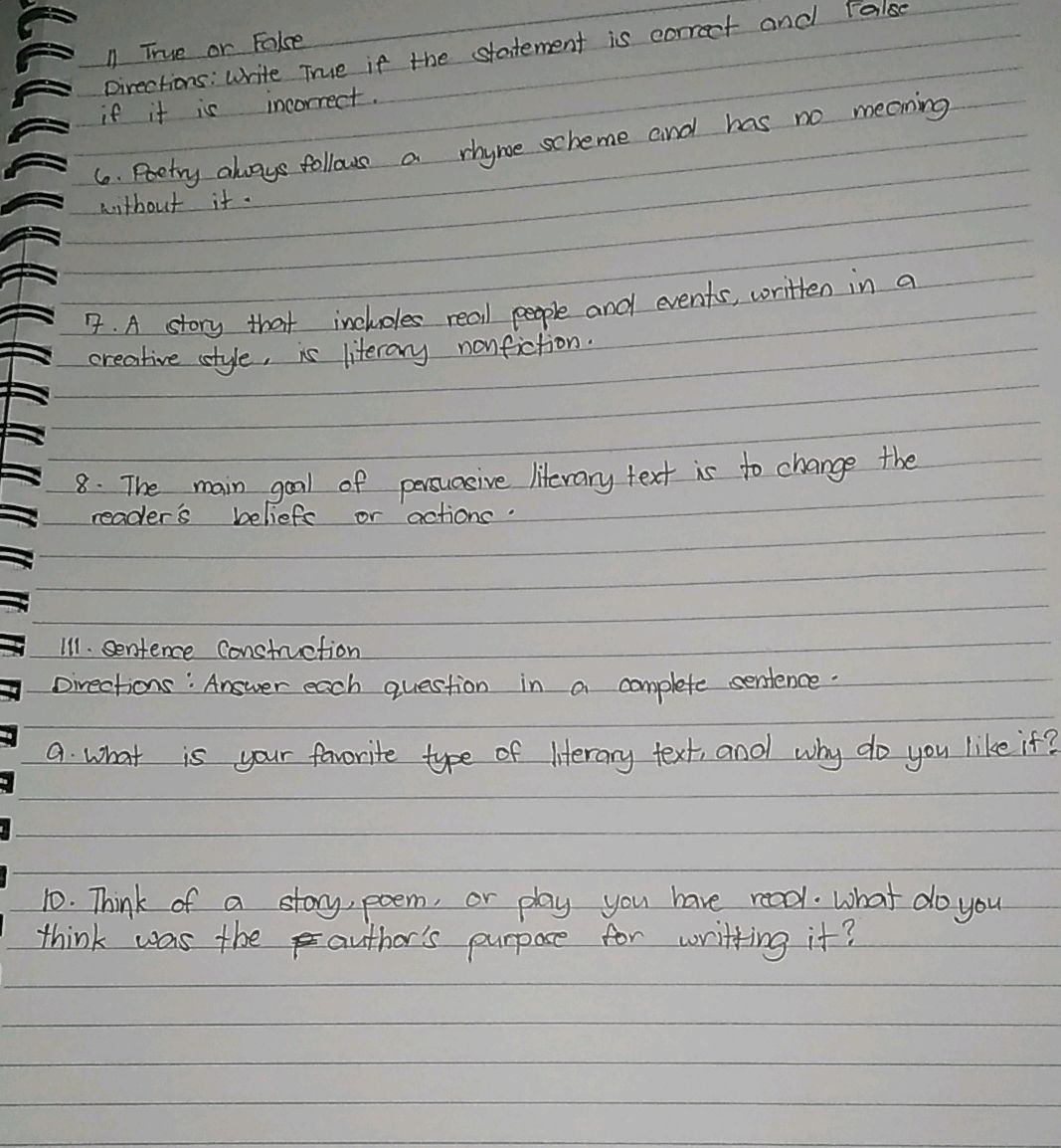 1) True or False Directions: Write True if | StudyX