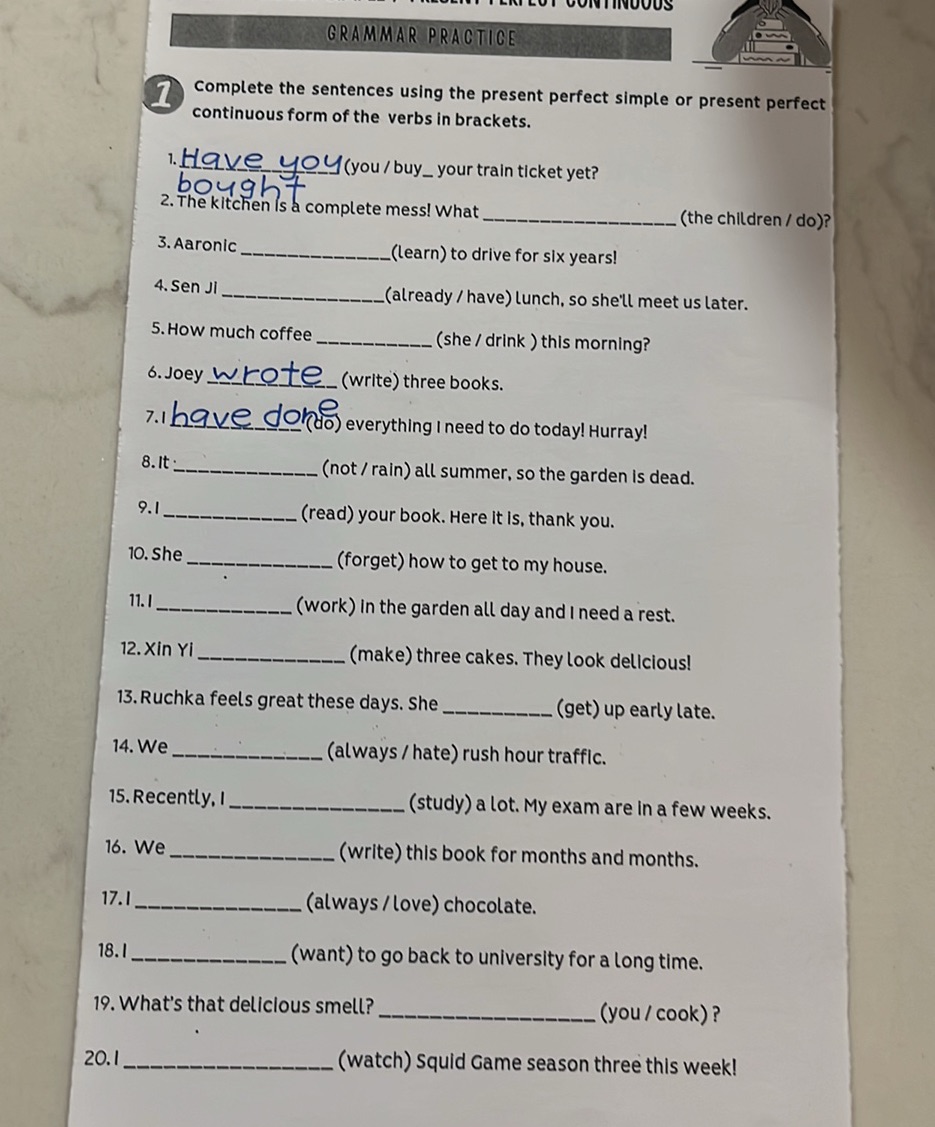 Complete the sentences using the present | StudyX