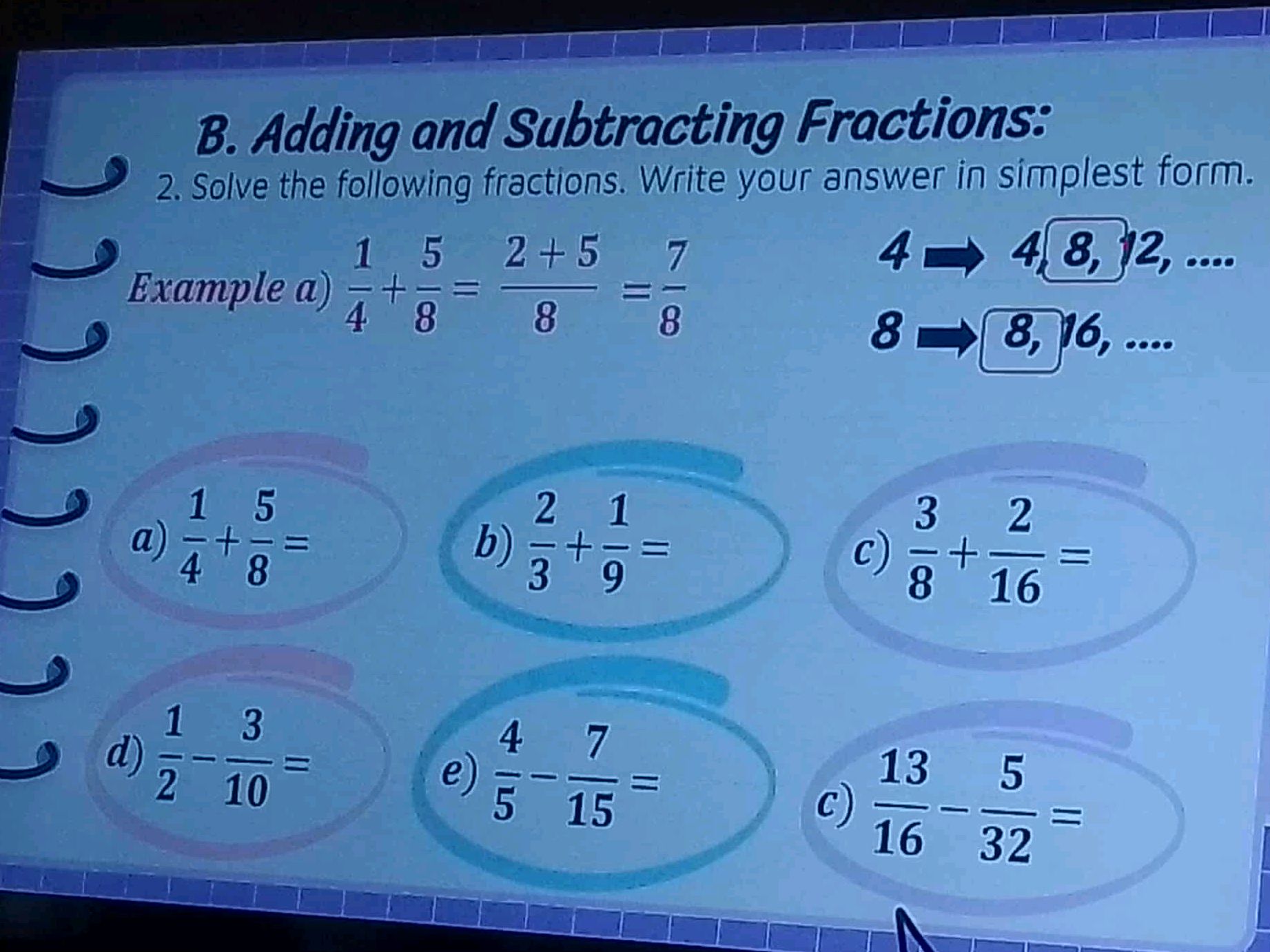 B. Adding and Subtracting Fractions: 2. | StudyX