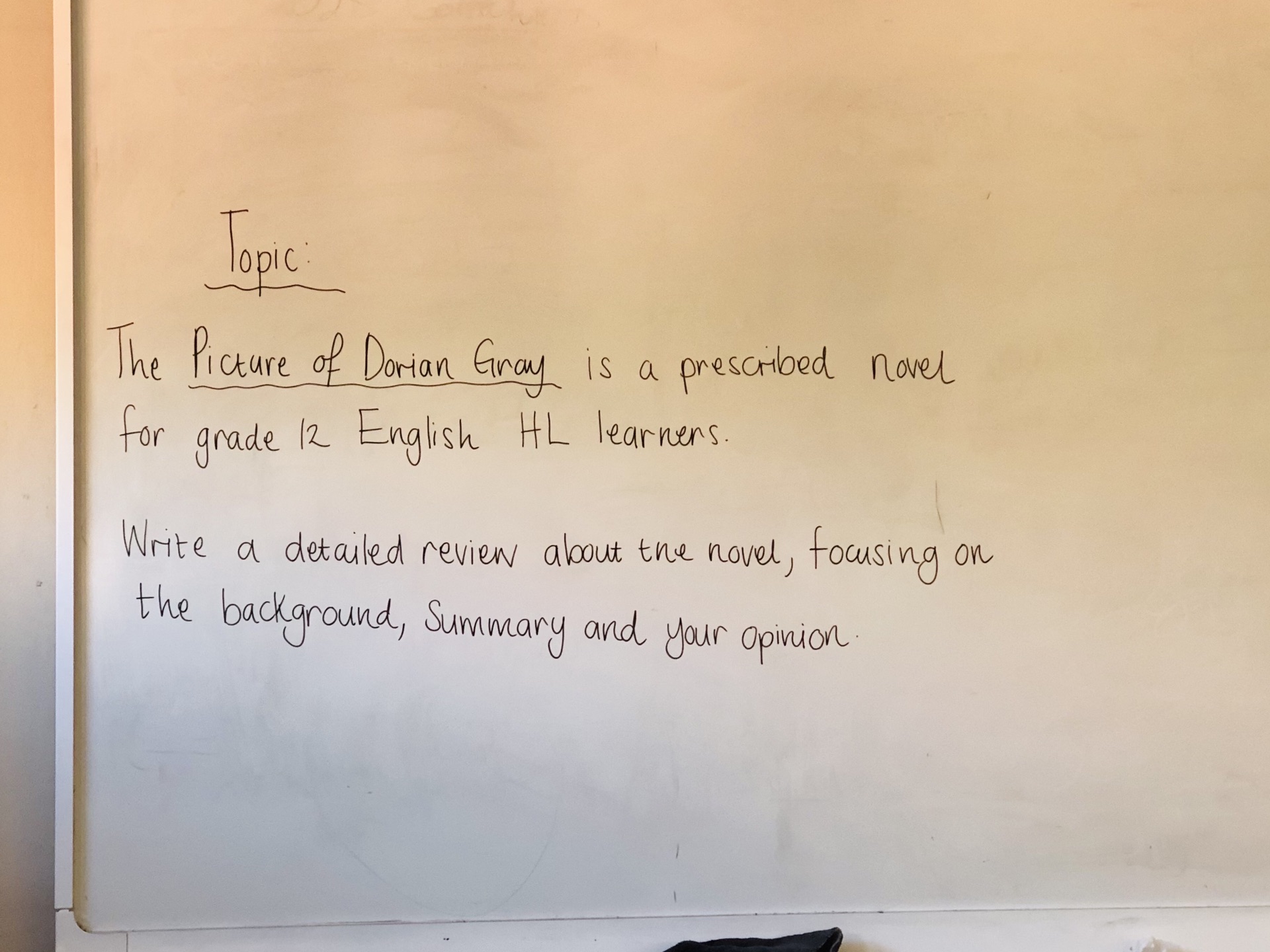 Topic: The Picture of Dorian Gray is a | StudyX