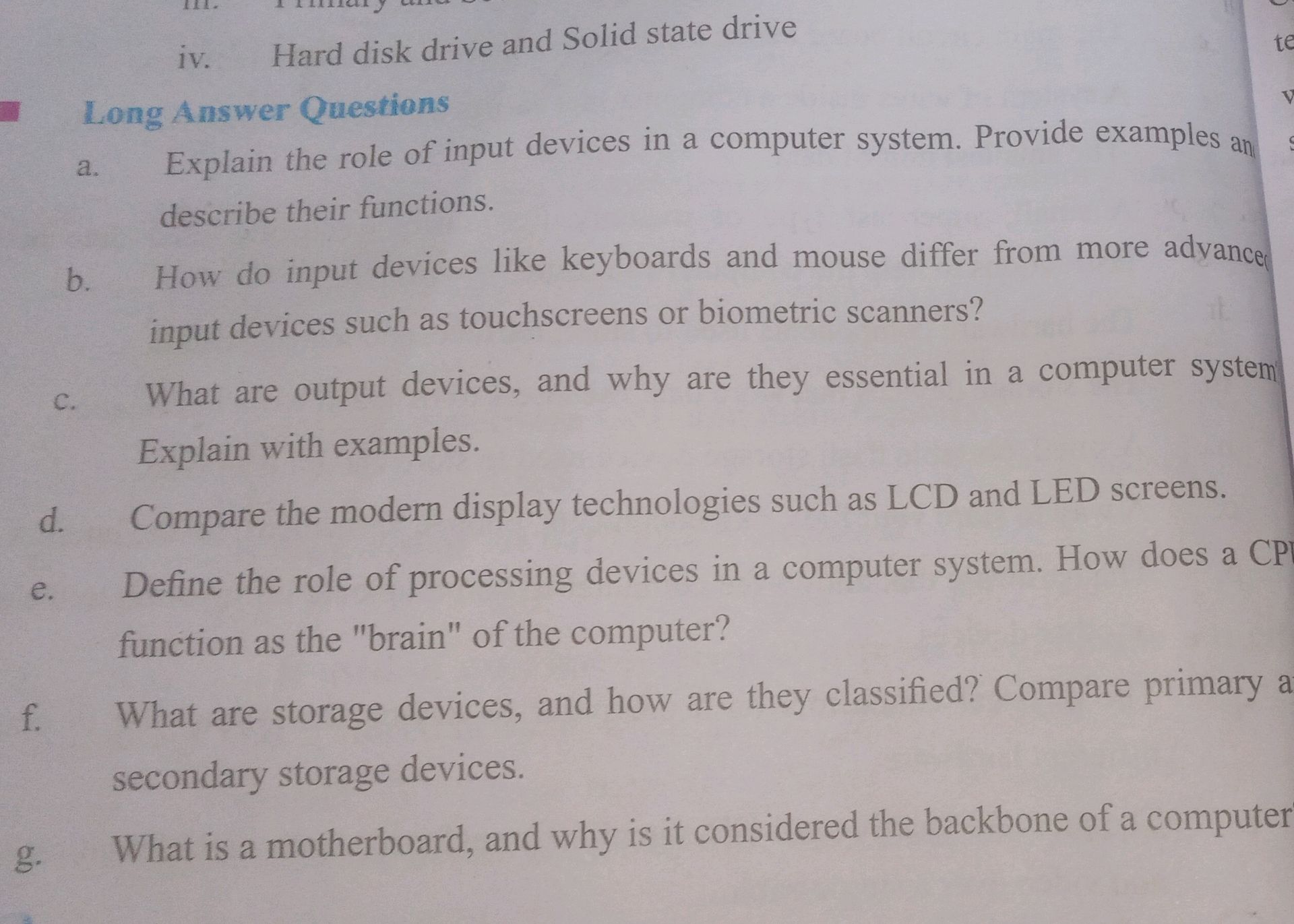 a. Explain the role of input devices in a | StudyX