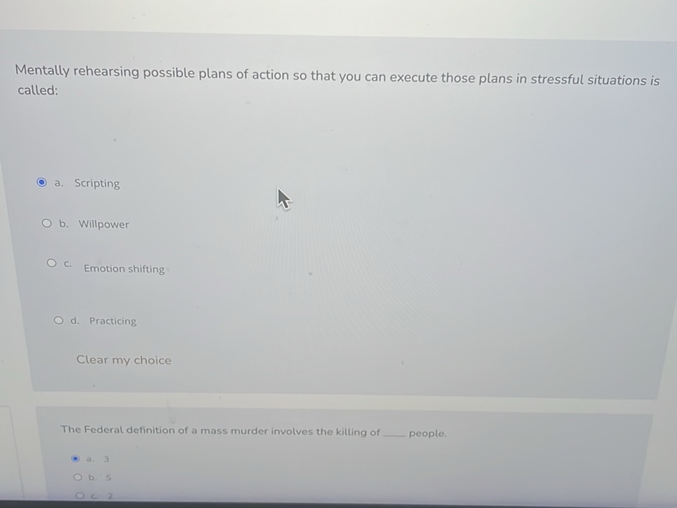 Mentally rehearsing possible plans of action | StudyX