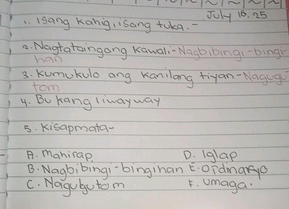 1. Isang kahig, isang tuka. 2. Nagtataingang | StudyX